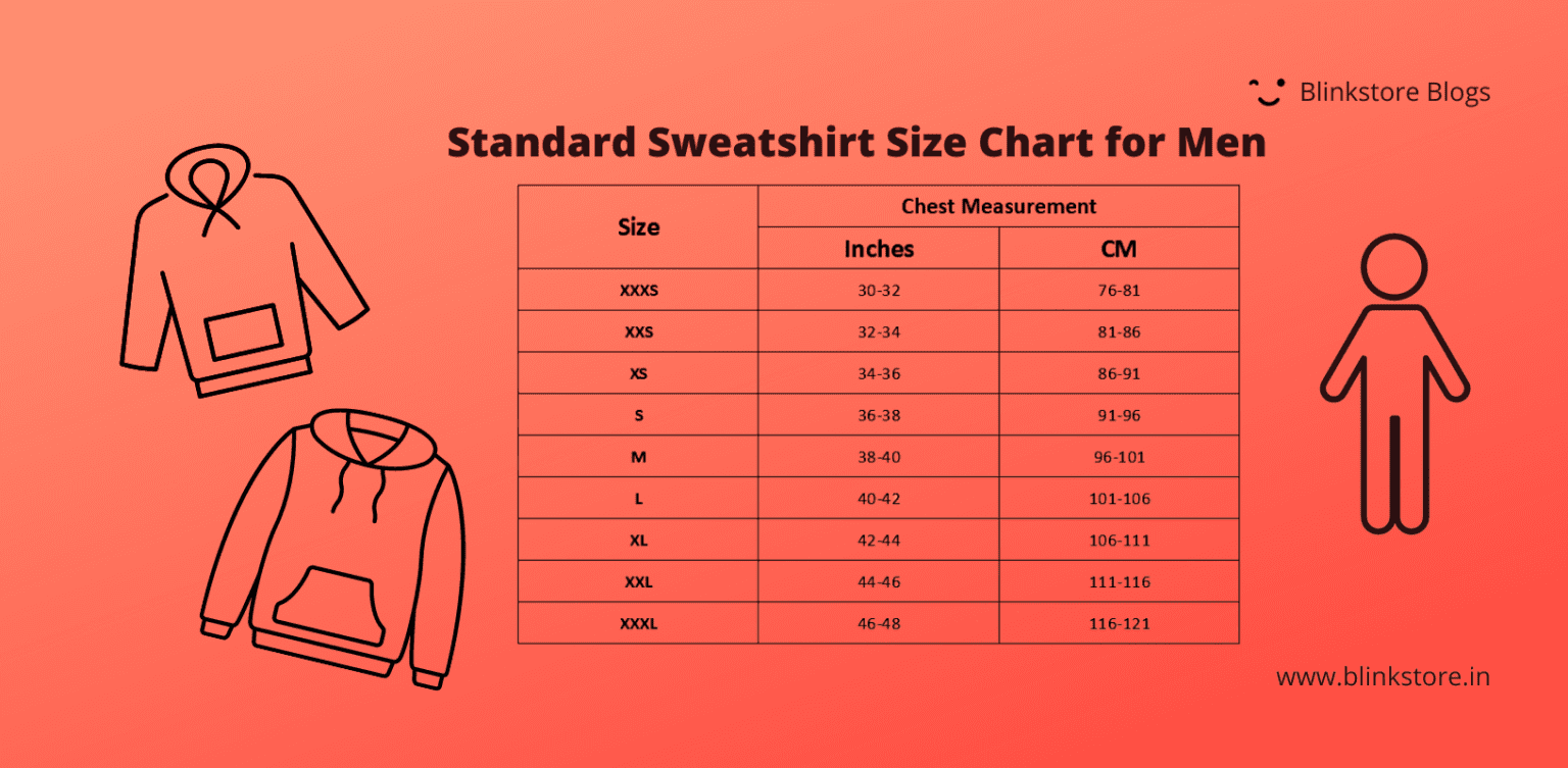 Sweatshirt Size chart guide to pick the right one for yourself