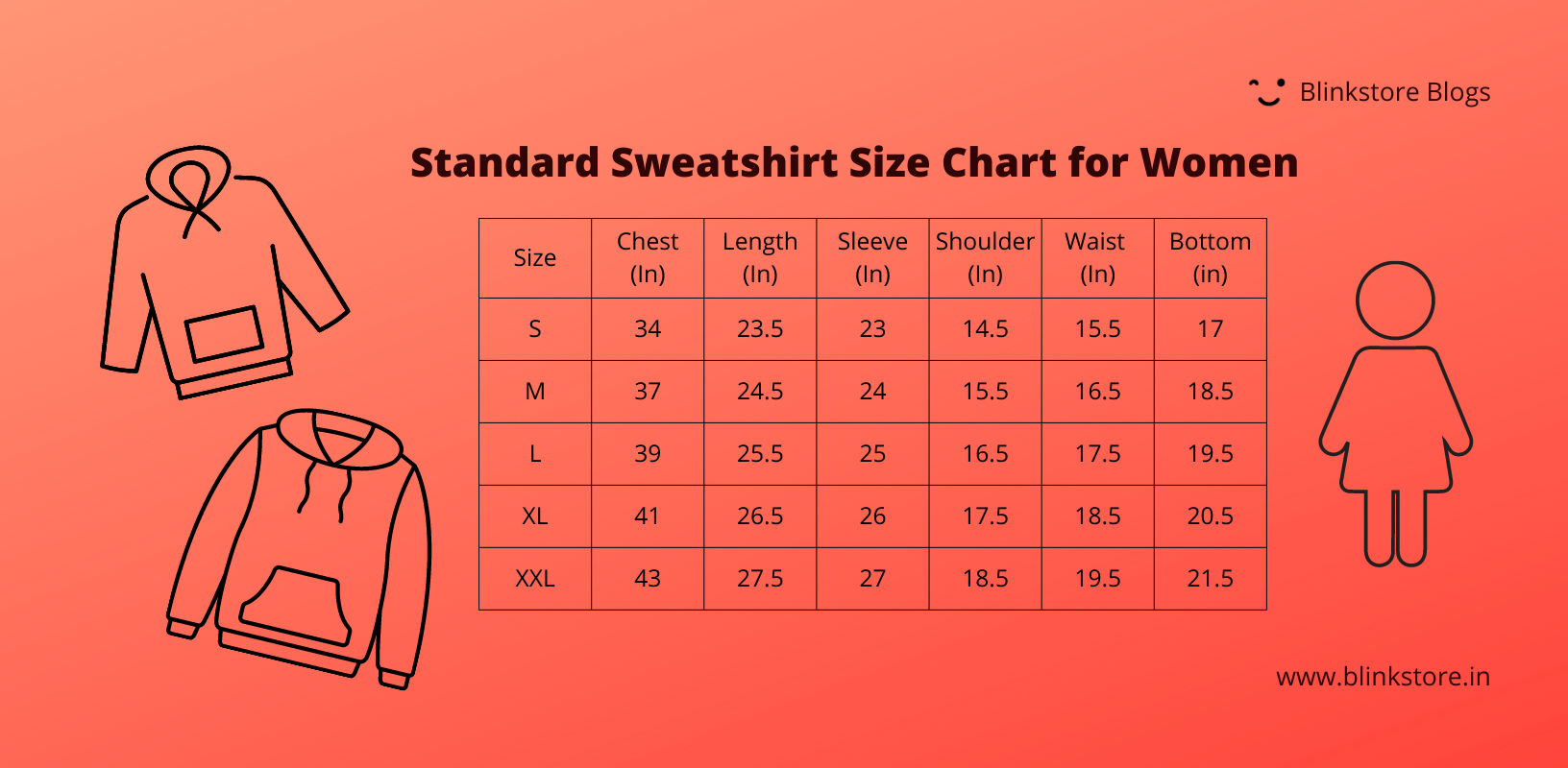 Sweatshirt Size chart guide to pick the right one for yourself
